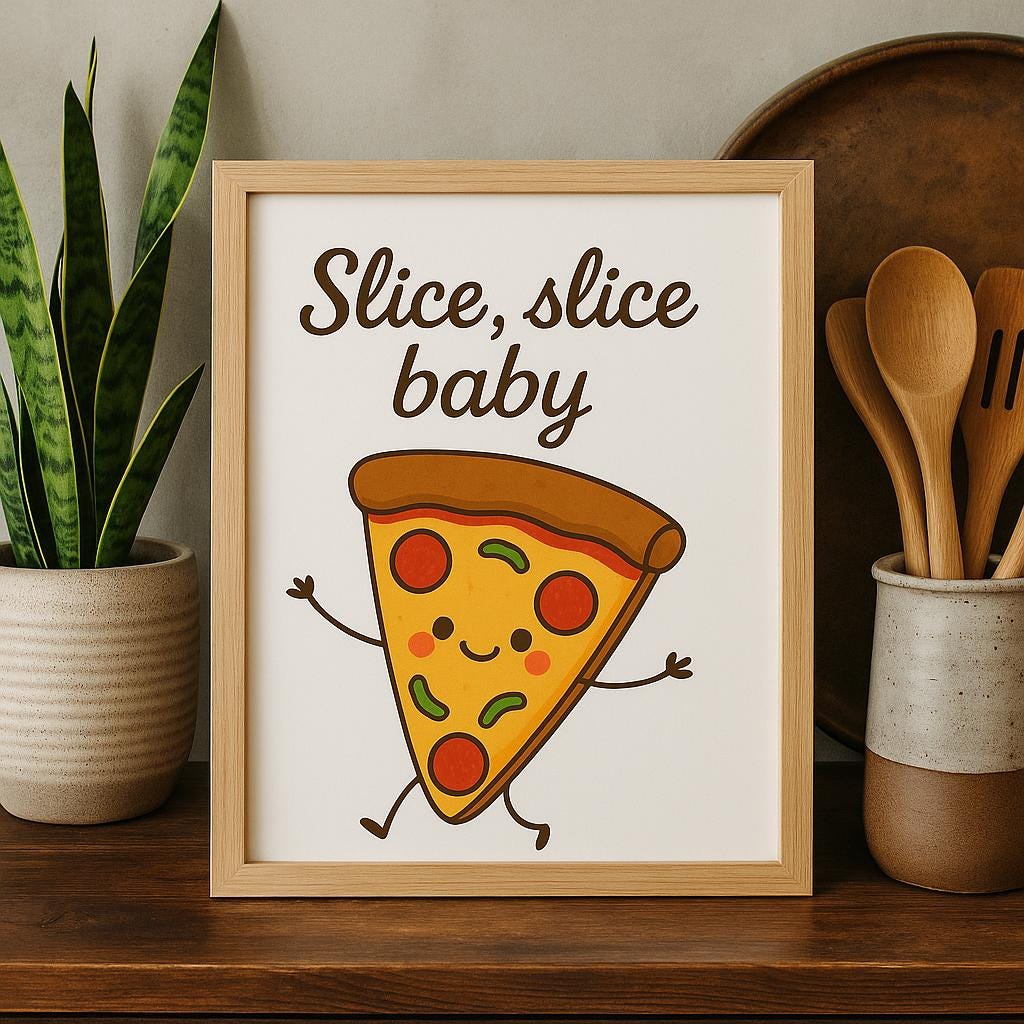 Slice, Slice Baby: Printable Food Pun Art | Funny Kitchen Wall Decor ...