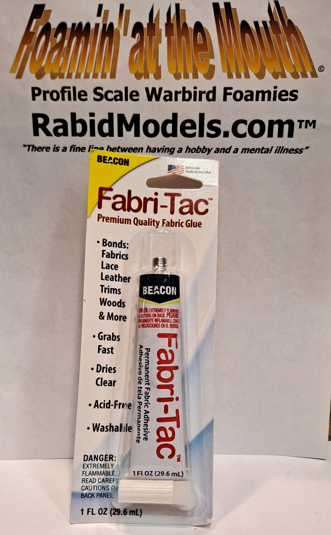 BEACON FABRI-TAC Glue -1oz Tube Clear, Fast-dry, Flexible Adhesive for ...