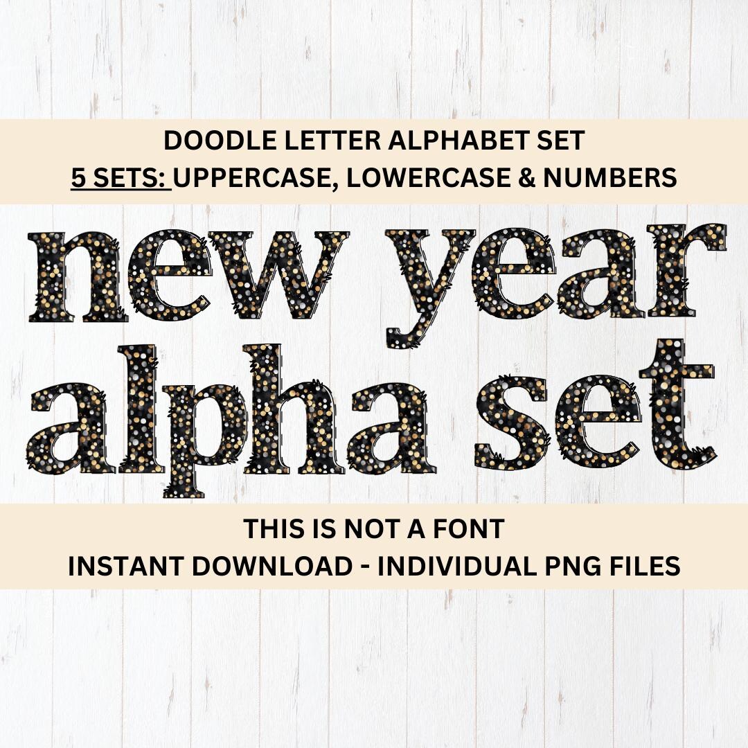 New Years Doodle Alphabet Bundle, New Years Alphabet, Doodle Letters ...