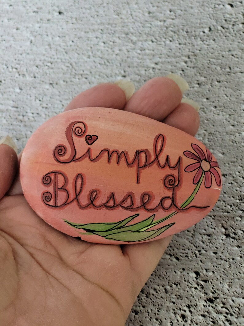Custom Painted and Lettered River Rock Gratitude Blessed Kindness - Etsy