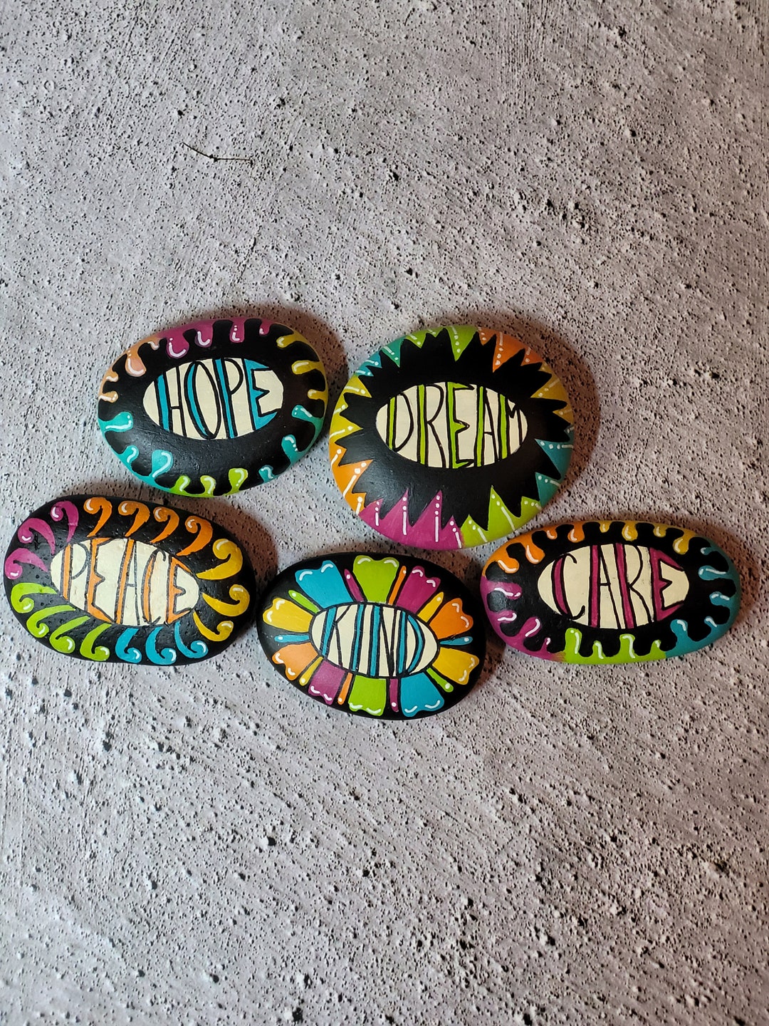 NEW Inspirational Hand-painted Rocks Meditation and Affirmation Stones ...