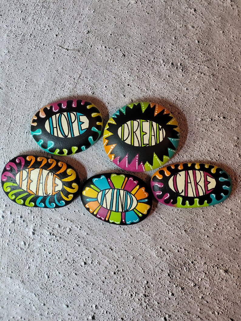 NEW Inspirational Hand-painted Rocks Meditation and Affirmation Stones ...