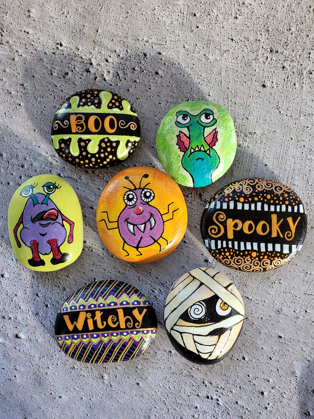 Hand Painted Monsters and Spooky Words River Rocks Perfect for ...