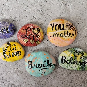Custom Inspirational Stones Colorful Reminder Rocks With Positive Words ...