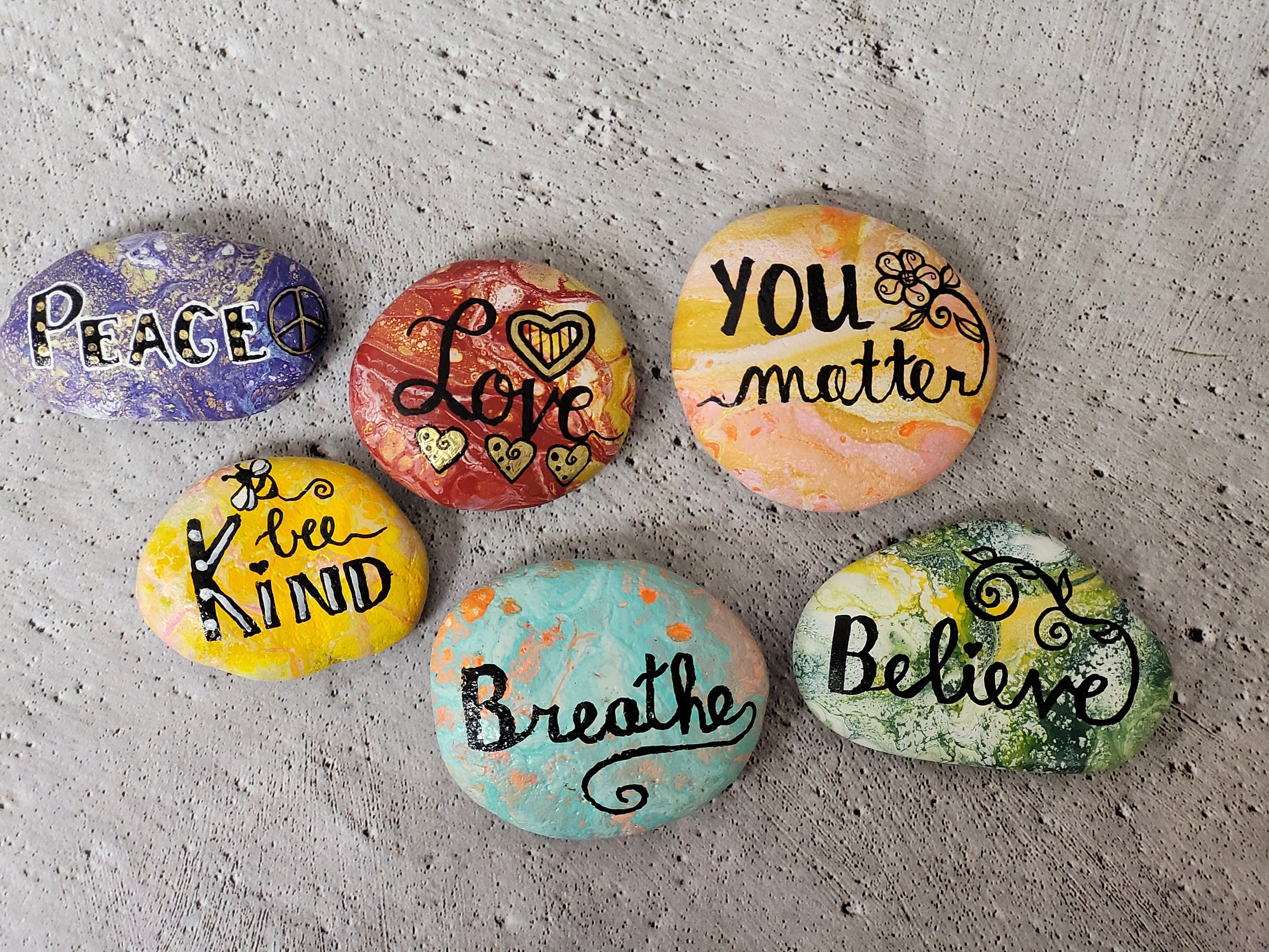 Custom Inspirational Stones Colorful Reminder Rocks With Positive Words ...