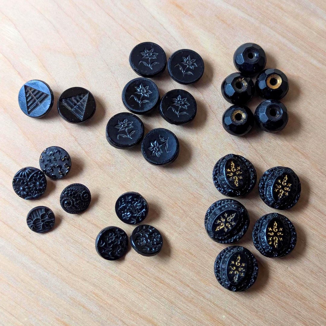 Antique Victorian Black Glass Boot Buttons - Etsy