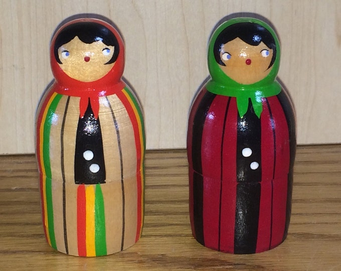 Polish Nesting Dolls Pair of Wooden Hand Painted Nesting Dolls Made in ...