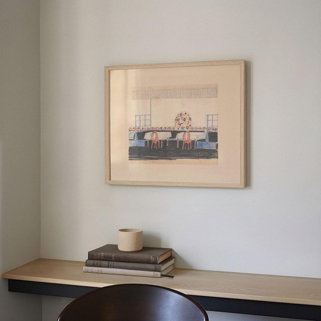 Vintage Café Sketch Printable Art, Cafe Illustration, Restaurant ...