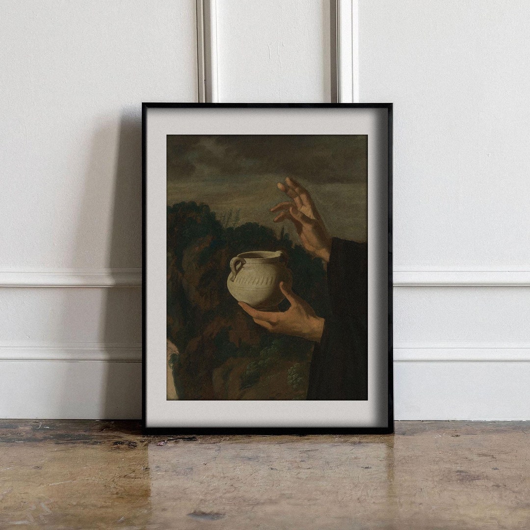 Saint Benedict Monk Holding Jar Fine Art Print, Religious Oil Painting ...