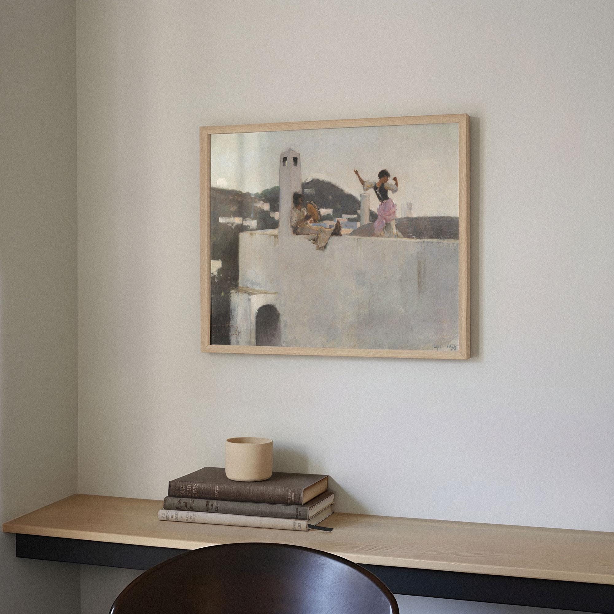 Capri Girl on Rooftop Fine Art Print, Girl Dancing, Italian Art Poster ...