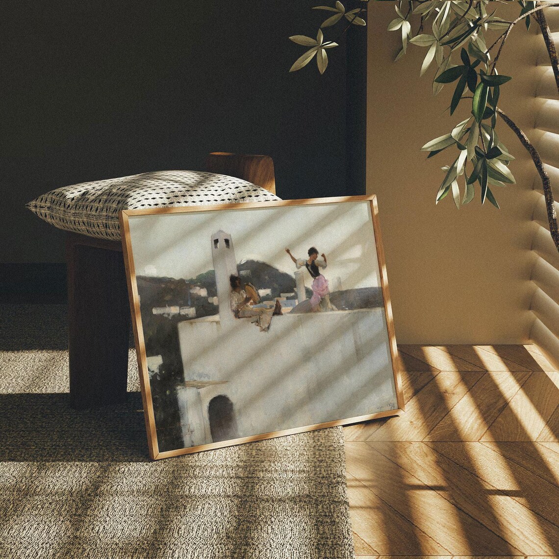 Capri Girl on Rooftop Fine Art Print, Girl Dancing, Italian Art Poster ...