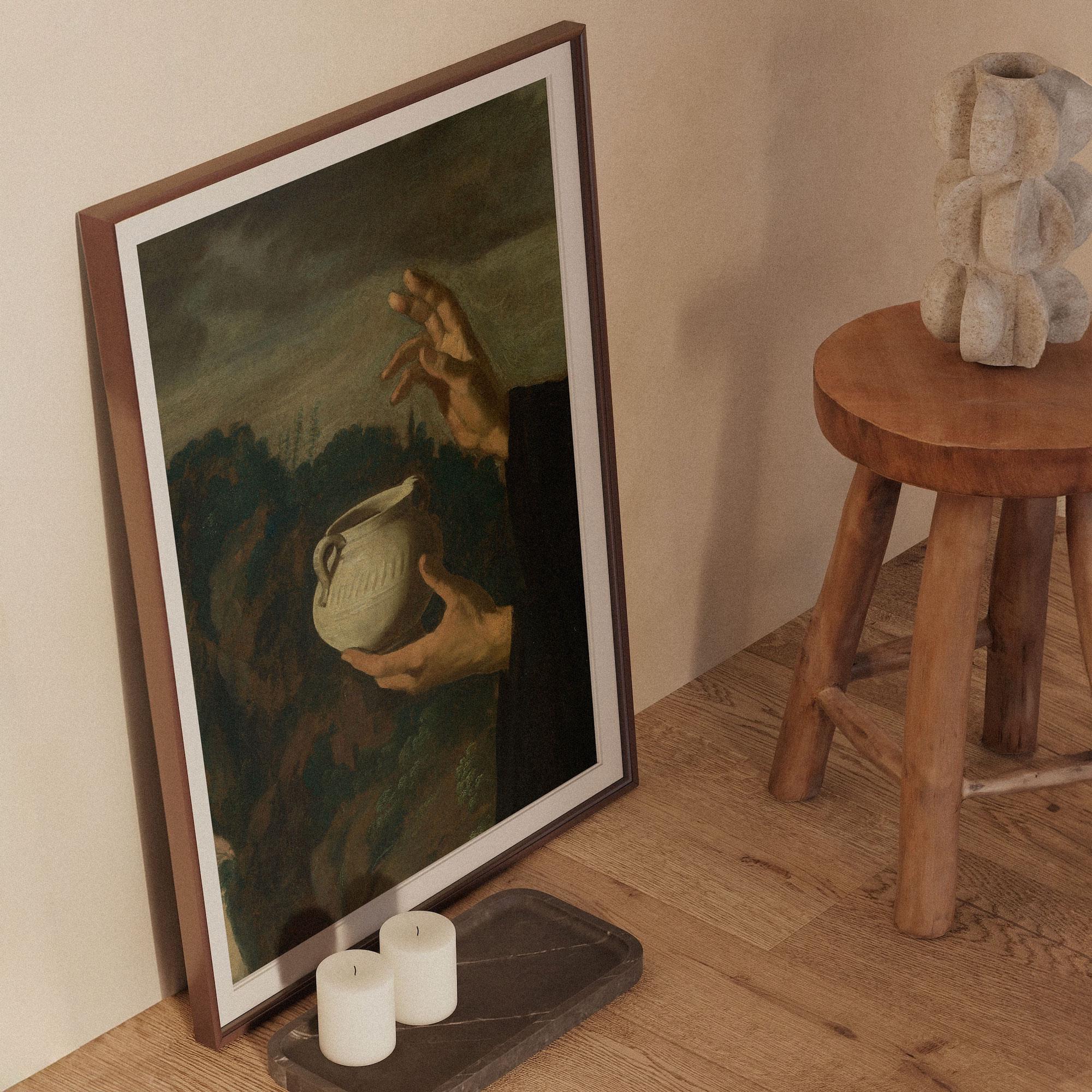 Saint Benedict Monk Holding Jar Printable Art, Religious Oil Painting ...