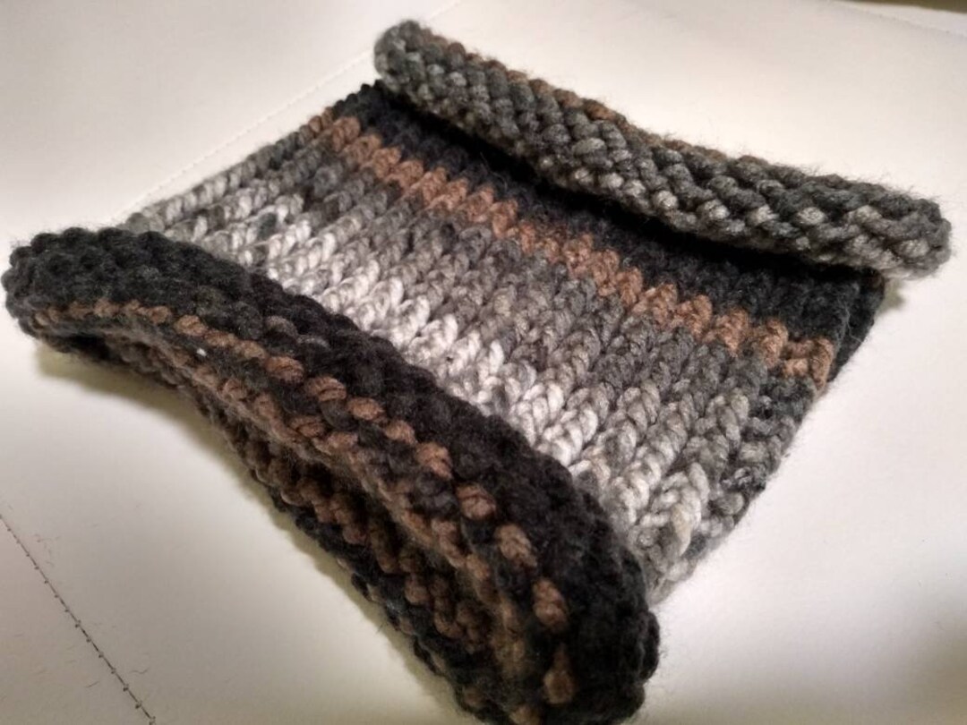 Bulky Black and Grey Knit Infinity Neck Warmer for Toddler Neck Cowl ...