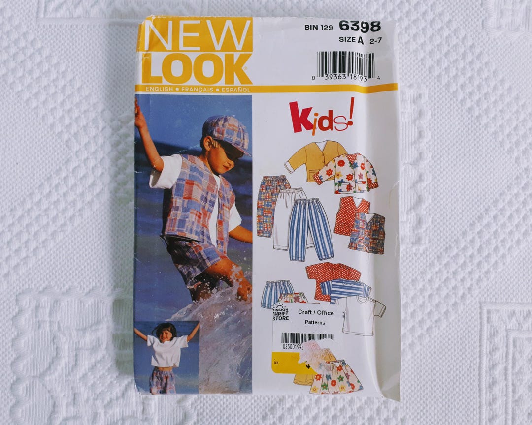 New Look 6398 Kids Jacket Vest Top Skirt Pants Shorts Sewing Pattern ...