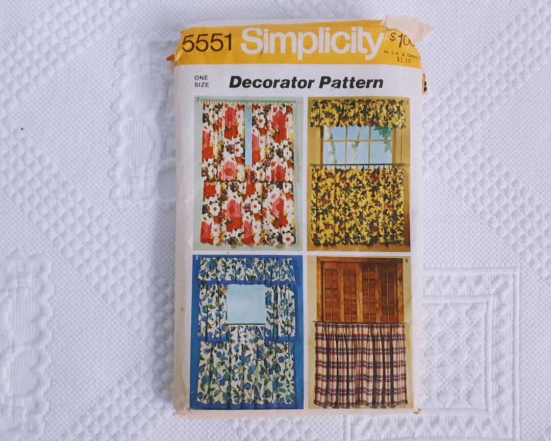 Simplicity 5551 Decorator Pattern Cafe Curtains Sewing Pattern Vintage ...