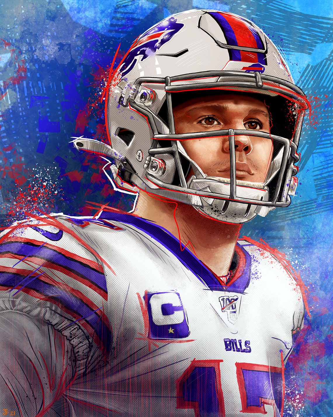 Josh Allen Buffalo Bills Portrait | Etsy