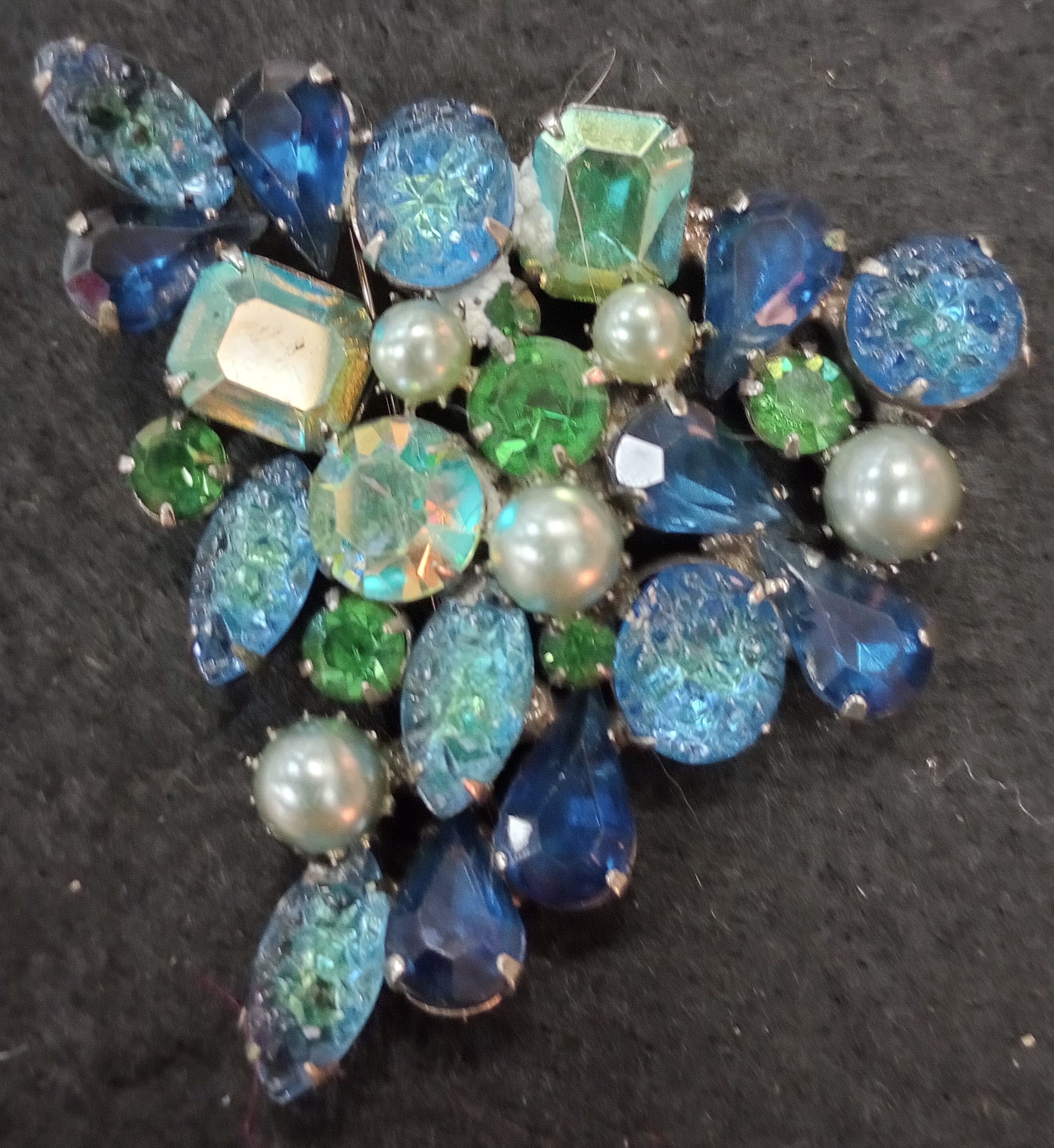 Rhinestone Brooch Vintage Kramer Blue Rhinestones - Etsy