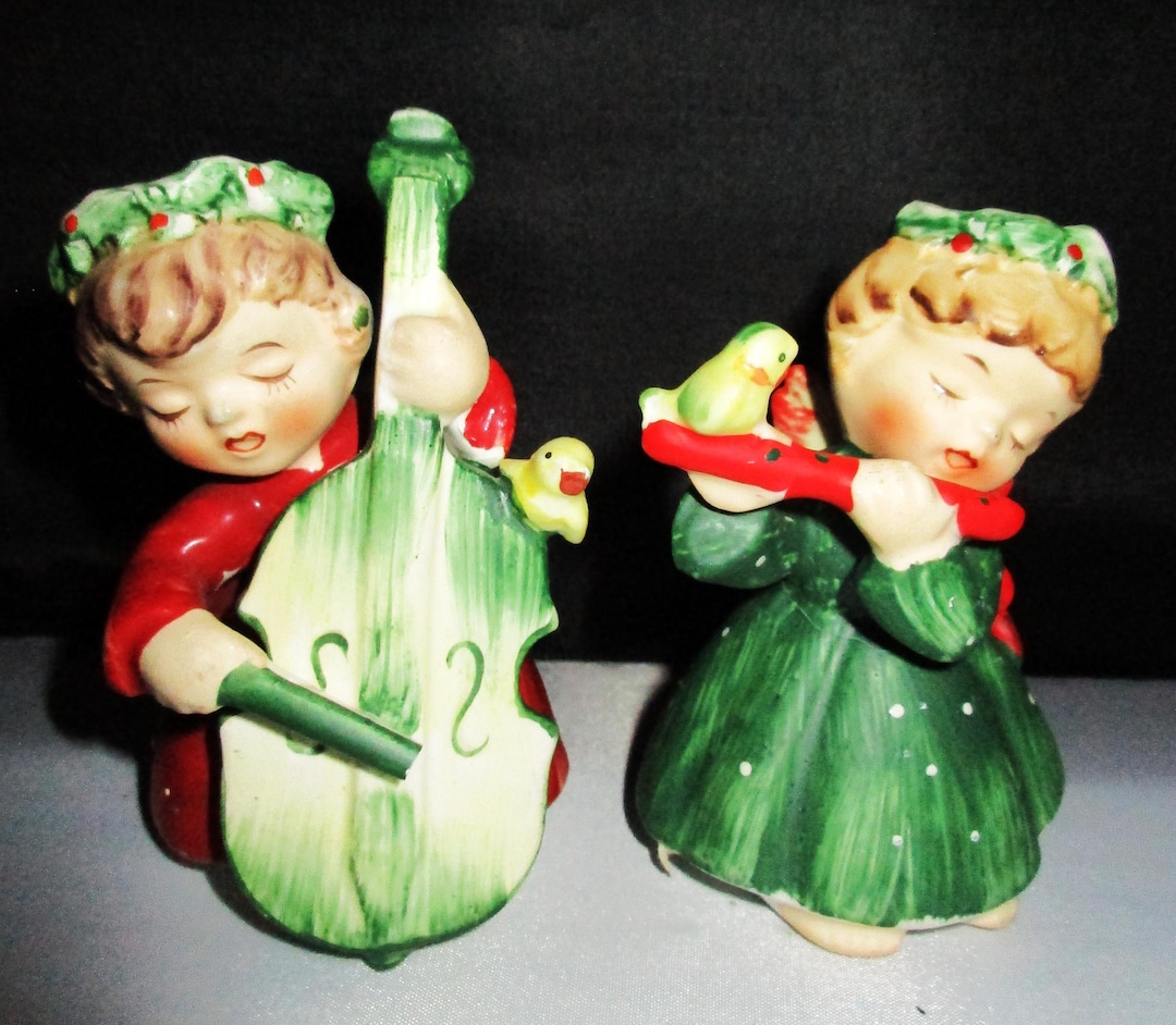 Vintage Lefton # 1259 Christmas Angels Playing Instruments - Etsy