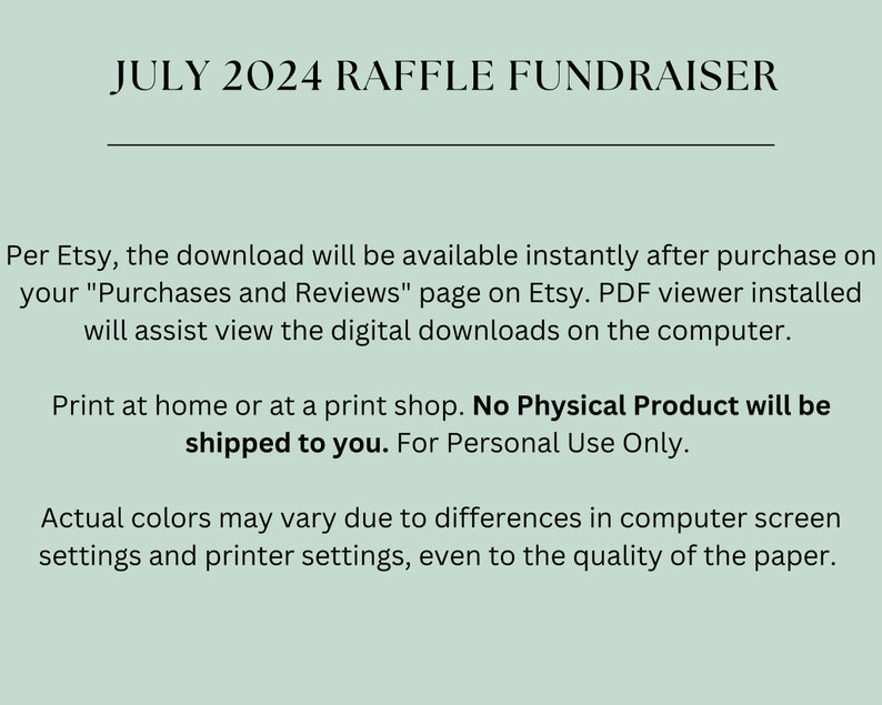 Calendar Raffle Fundraiser, July 2024, Sports Fundraiser, Charity ...