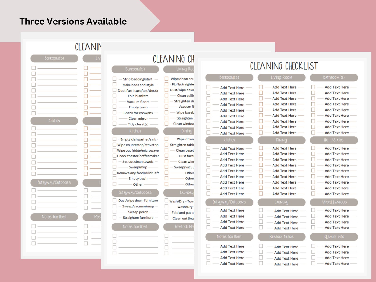 Editable Cleaning Checklist, Cleaning List for Airbnb, Vacation Rental ...