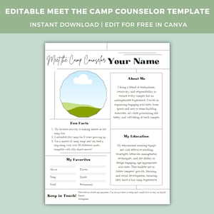 Meet the Camp Counselor Template, Editable in Canva, Summer Camp Get to ...