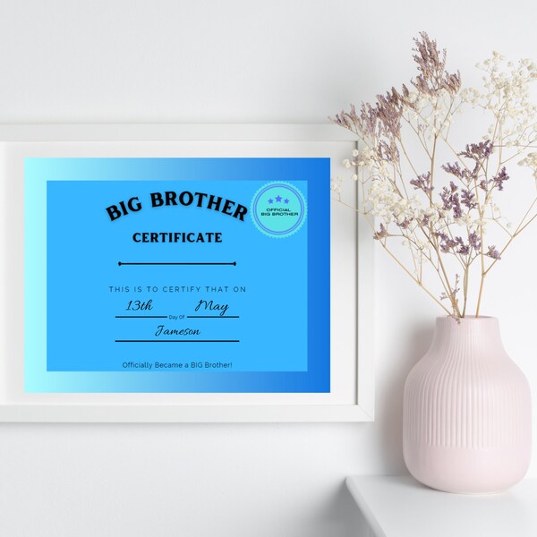 Brother Certificate - Etsy