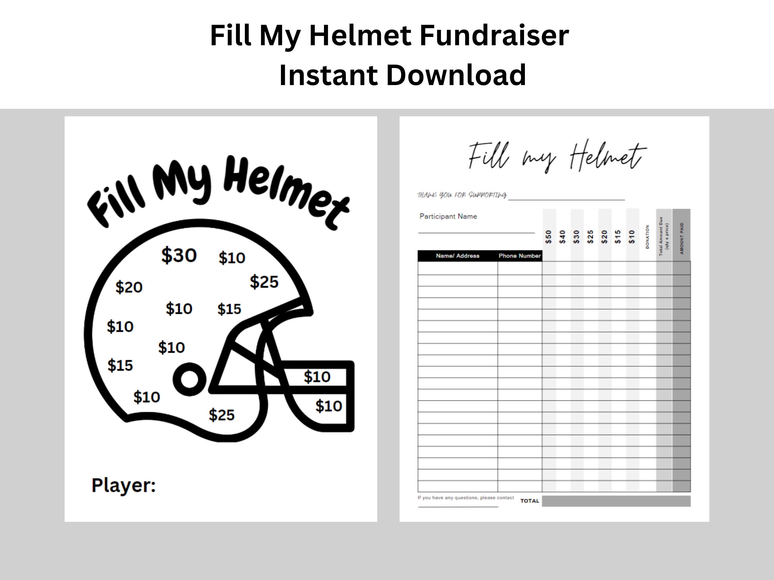 Fill My Helmet Fundraiser, Football Sponsorship, Sports Fundraiser ...
