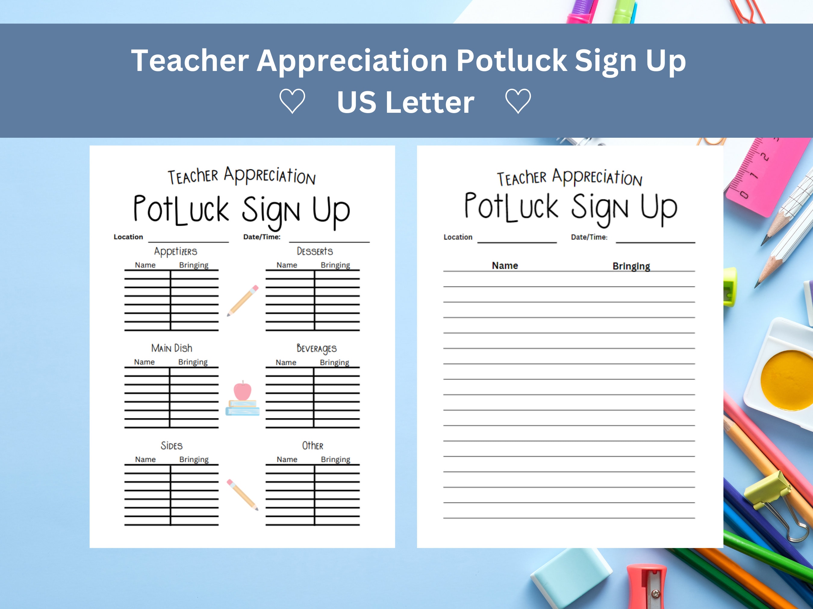 Teacher Appreciation Potluck Sign Up, Meal Sign up Sheet, Office ...