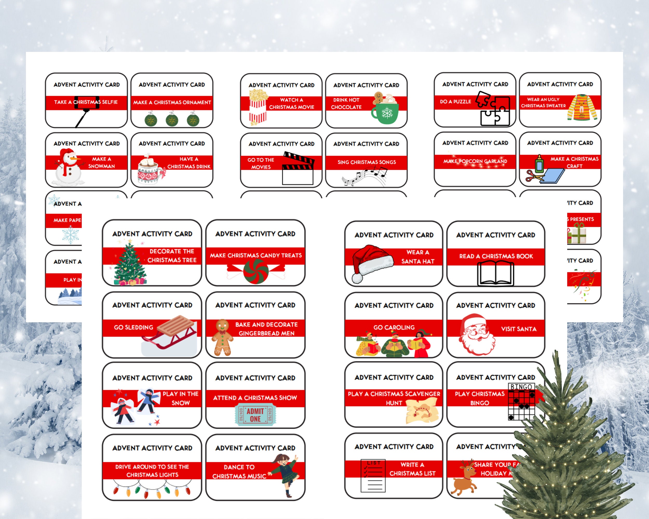 Advent Activity Cards, Printable Childrens Activity, Christmas Game for ...