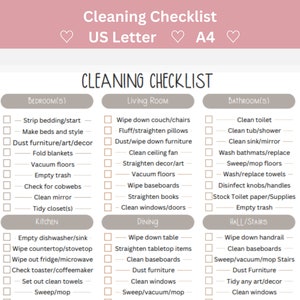 Editable Cleaning Checklist, Cleaning List for Airbnb, Vacation Rental ...