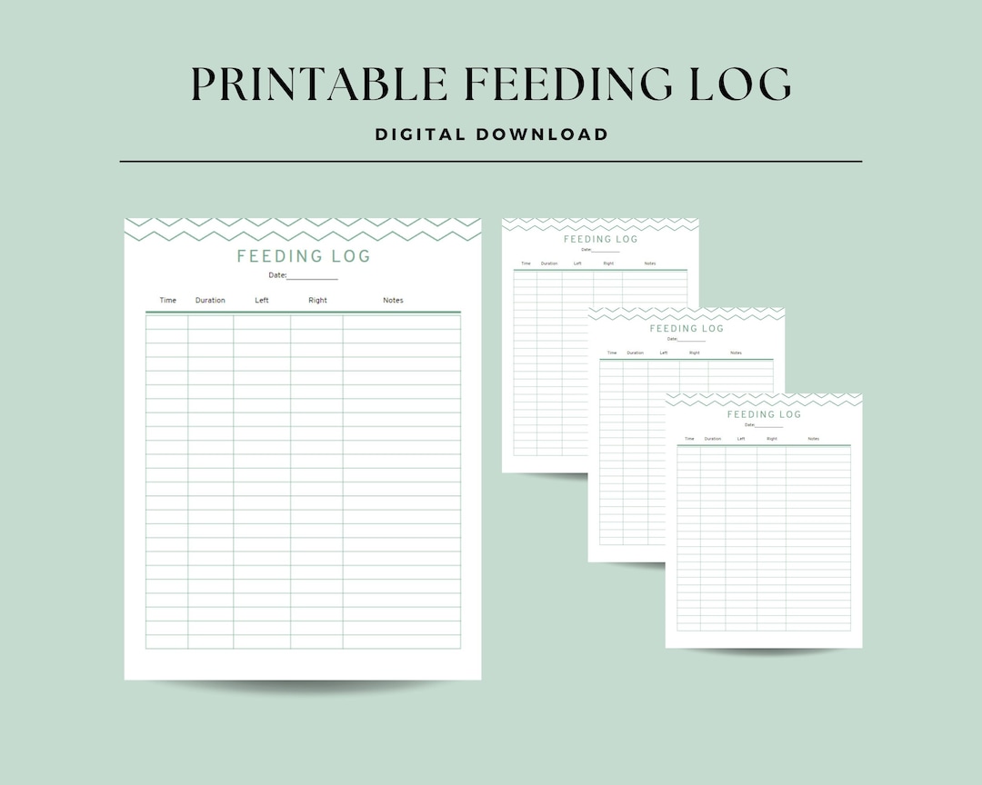 Printable Feeding Log Feed Log Baby Tracking Printable Newborn Journal ...