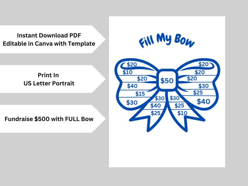 Fill My Bow Cheer Fundraiser, Blue Bow, Sports Fundraiser, Cheer ...