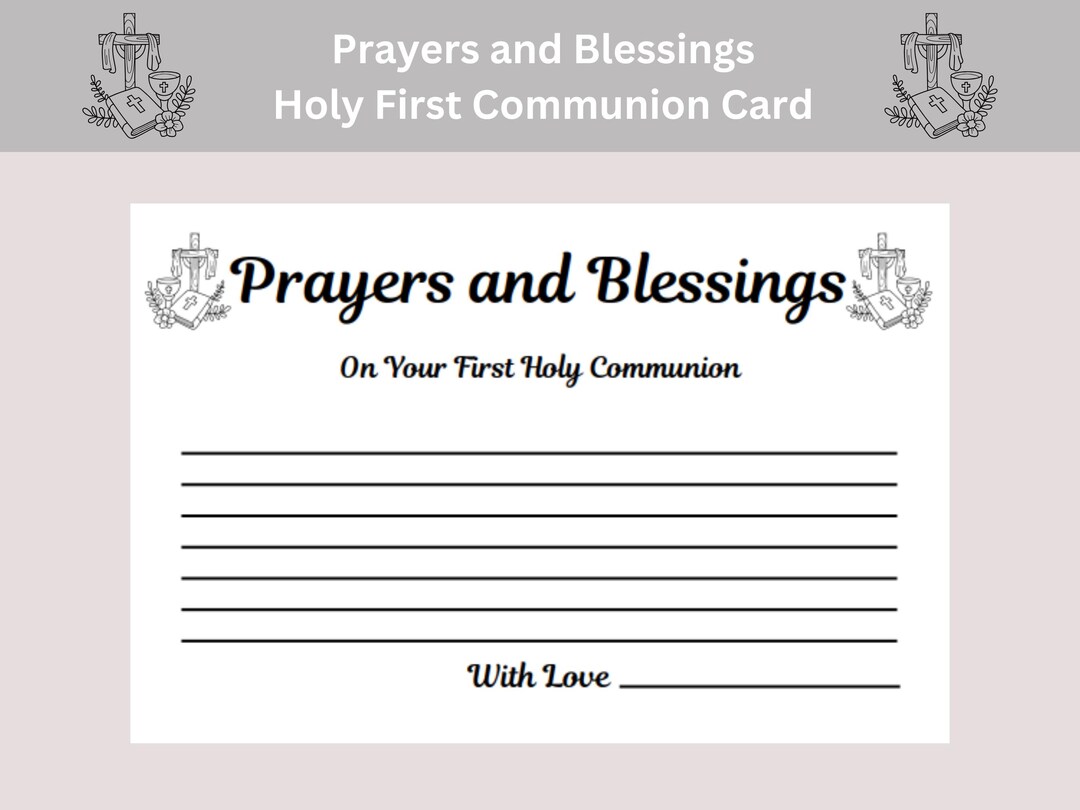 Holy First Communion Prayers and Blessings Card, First Communion Prayer ...