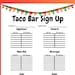 Taco Bar Sign Up, Taco Tuesday, Meal Sign up Sheet, Taco Bar Menu ...