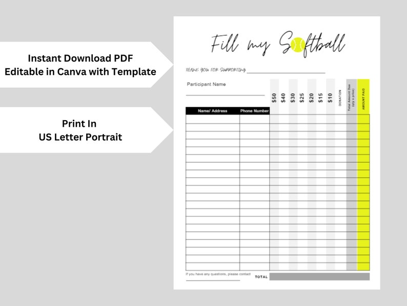 Fill My Softball Fundraiser, Fill My Ball, Sports Fundraiser, Travel ...