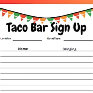 Nacho Bar Sign up Sheet - Etsy