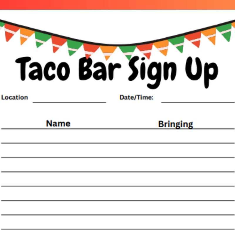 Taco Bar Sign up Sheet - Etsy