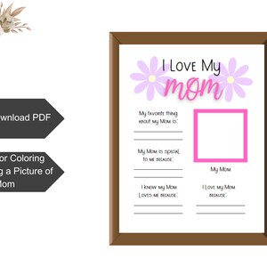 Mother's Day Printable Craft, I Love My Mom Printable, Classroom Mother ...