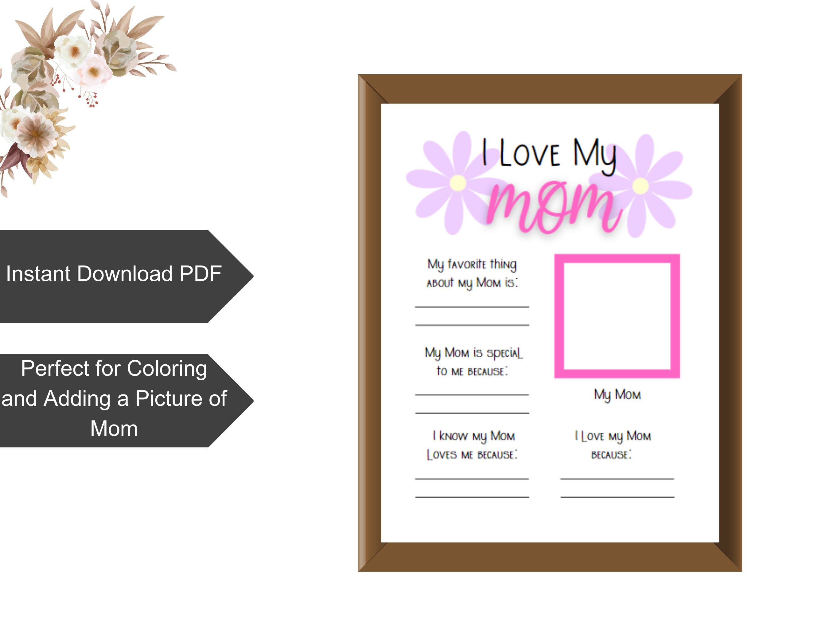 Mother's Day Printable Craft, I Love My Mom Printable, Classroom Mother ...