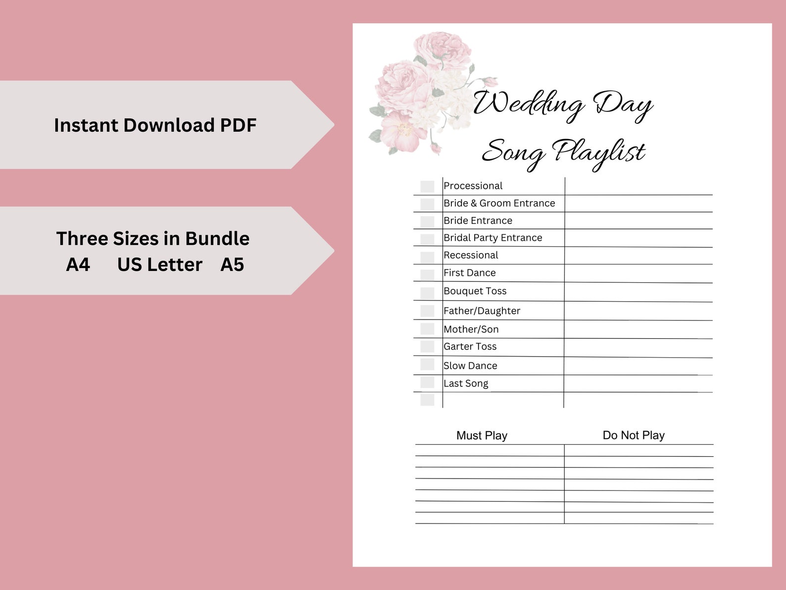 Wedding Day Song Playlist Printable | Wedding Music List | DJ Playlist ...