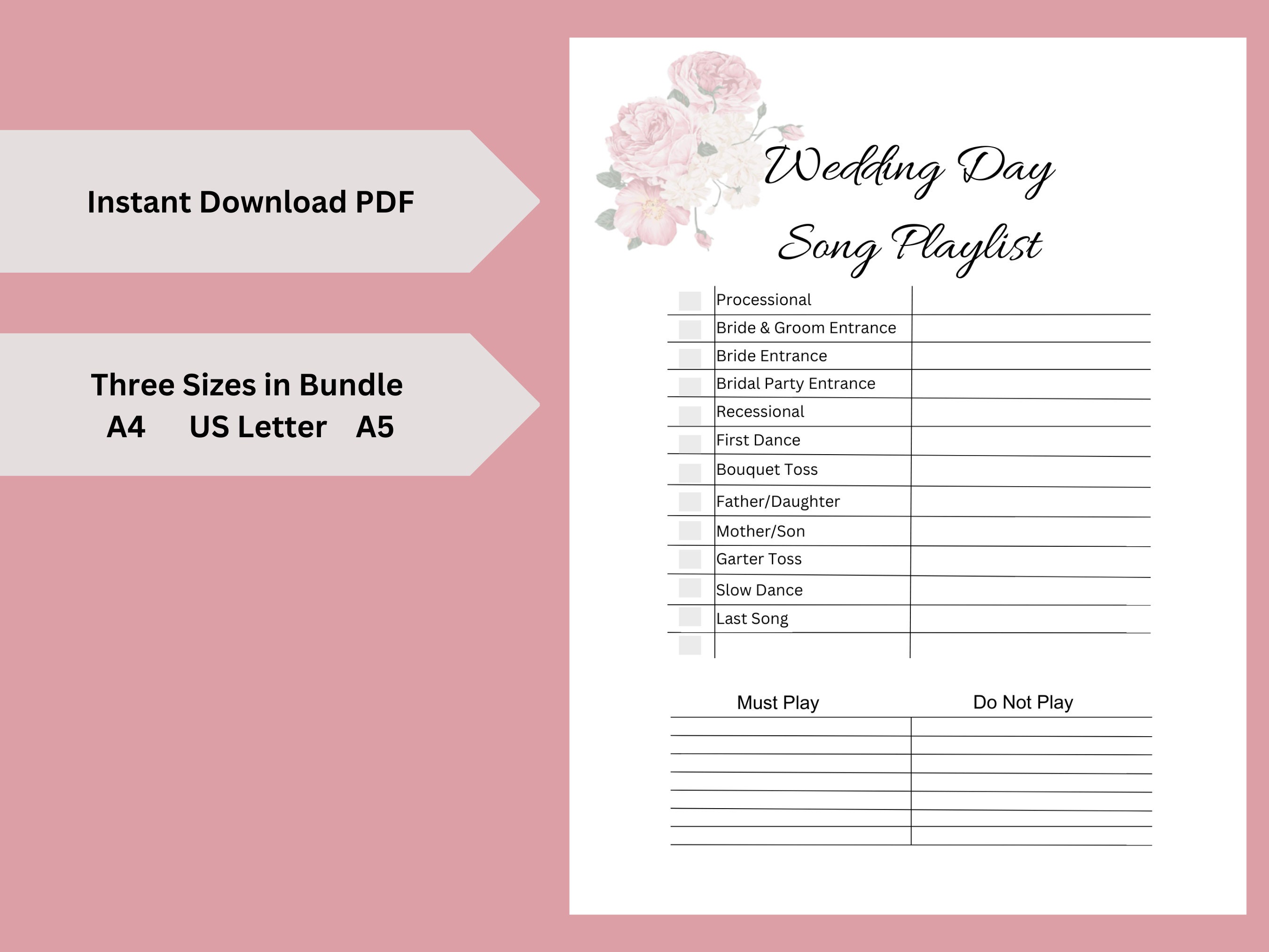 Wedding Day Song Playlist Printable | Wedding Music List | DJ Playlist ...