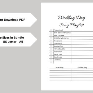 Wedding Day Song Playlist Printable | Wedding Music List | DJ Playlist ...