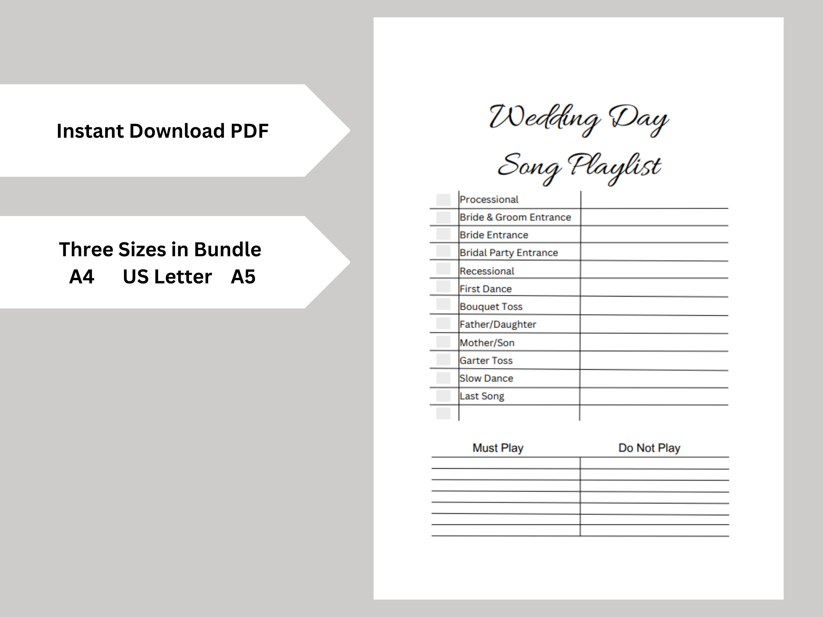 Wedding Day Song Playlist Printable | Wedding Music List | DJ Playlist ...