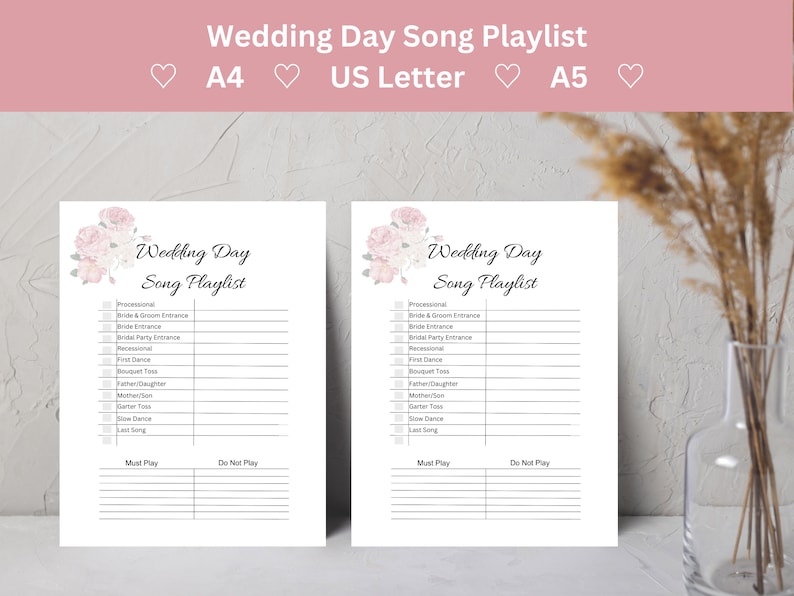 Wedding Day Song Playlist Printable Wedding Music List DJ - Etsy