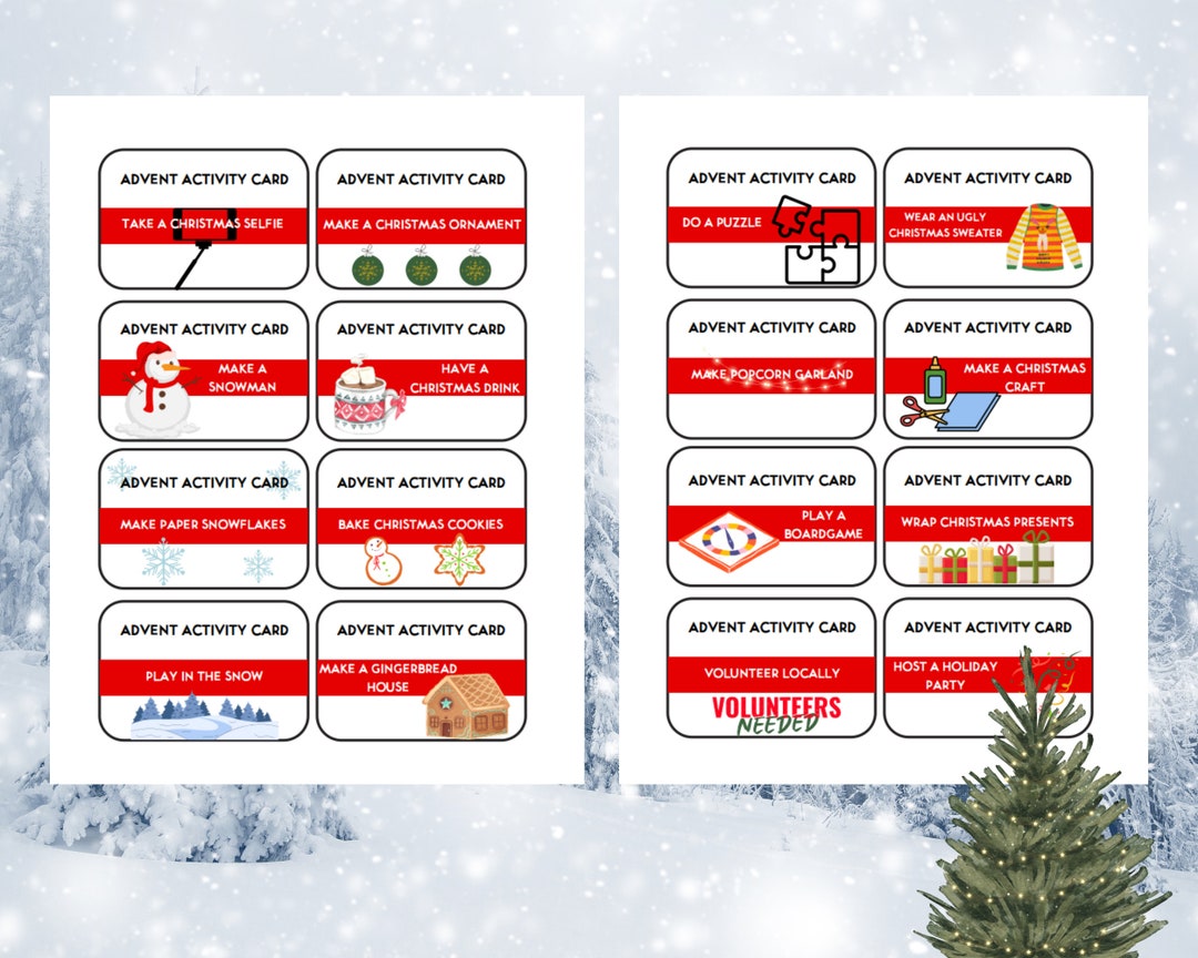 Advent Activity Cards, Printable Childrens Activity, Christmas Game for ...