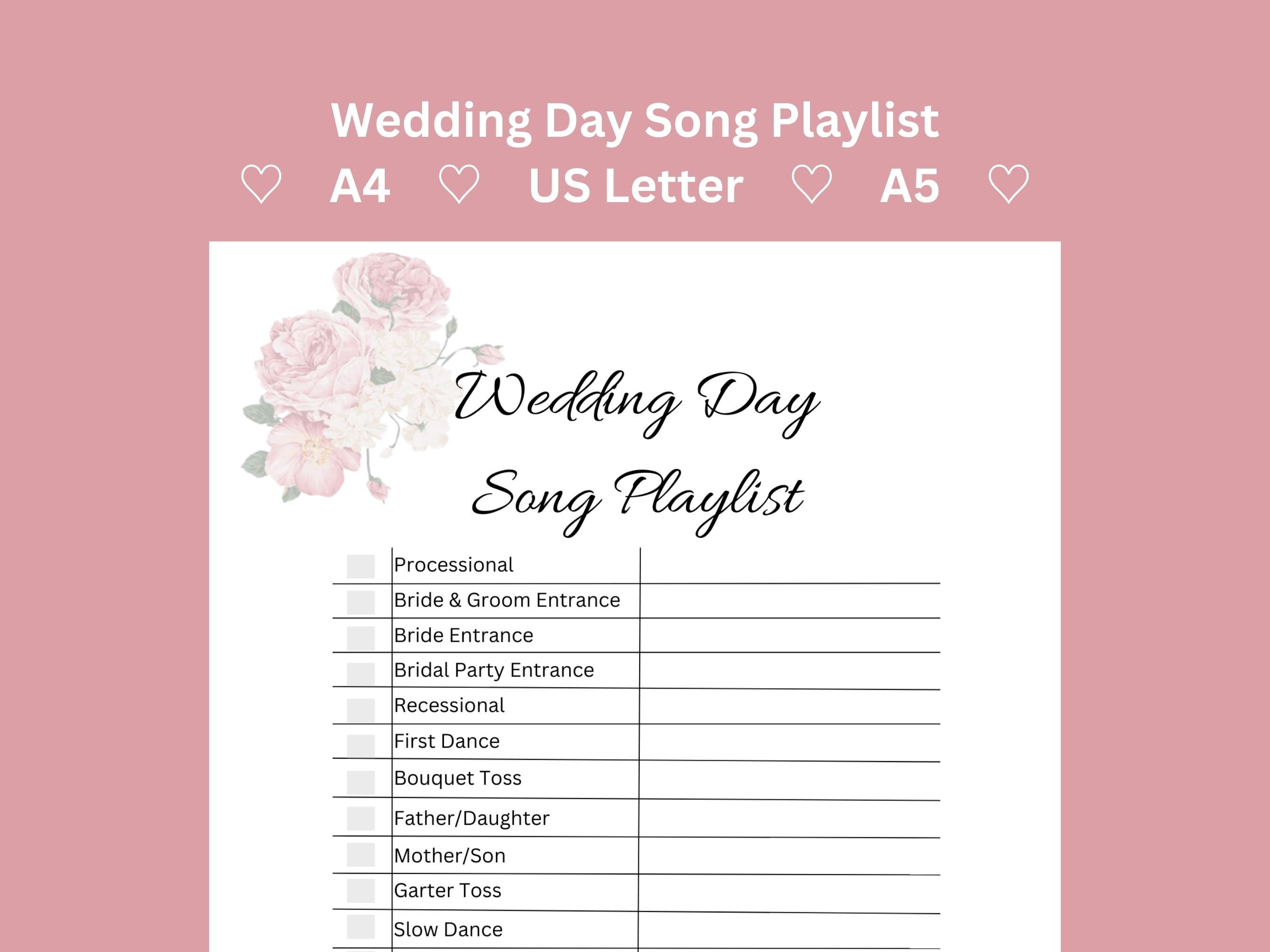 Wedding Day Song Playlist Printable | Wedding Music List | DJ Playlist ...