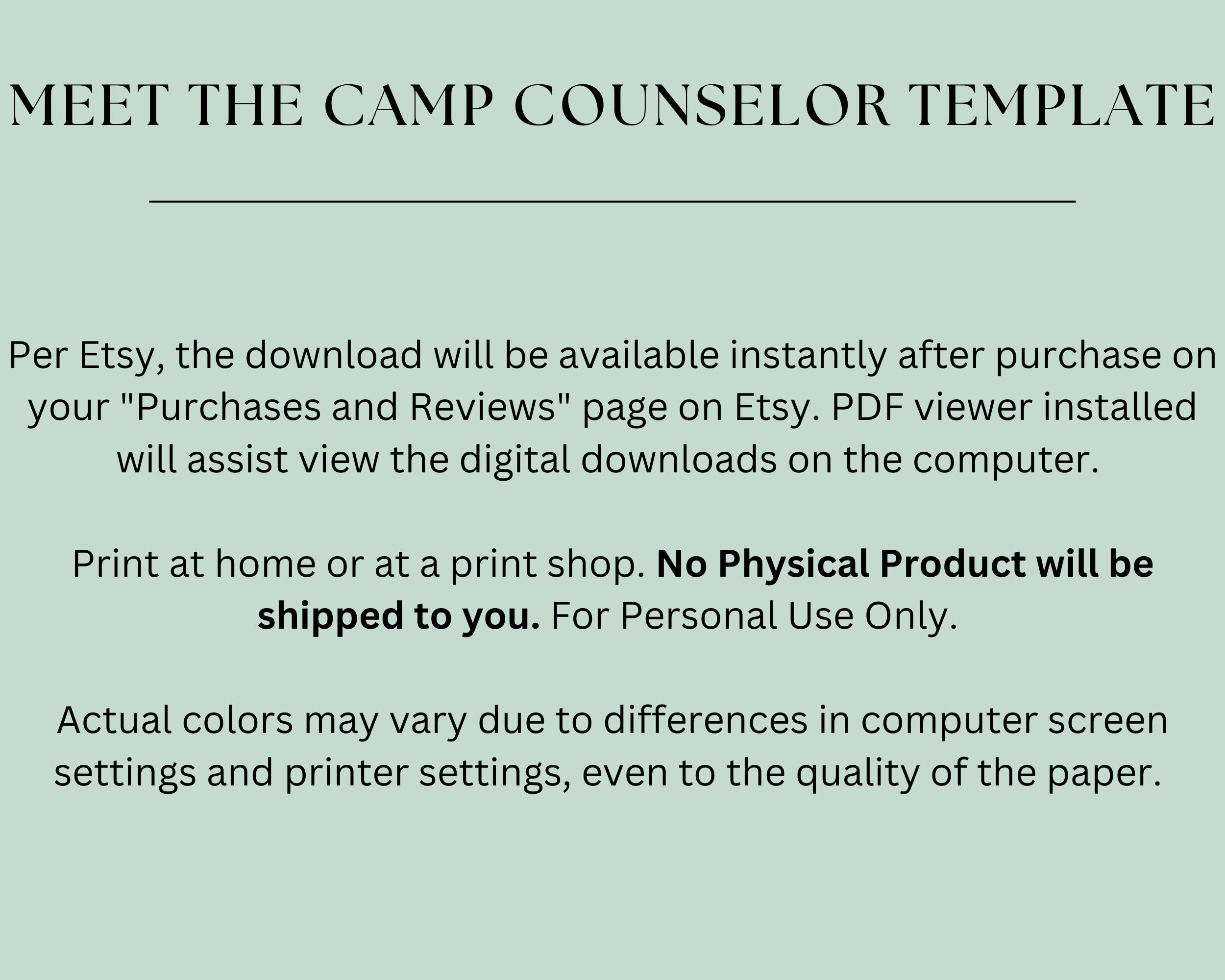 Meet the Camp Counselor Template, Editable in Canva, Summer Camp Get to ...
