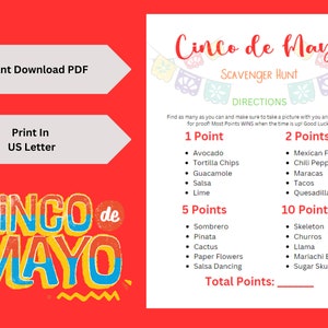 Cinco De Mayo Scavenger Hunt Printable, Taco Tuesday Game, Print From ...