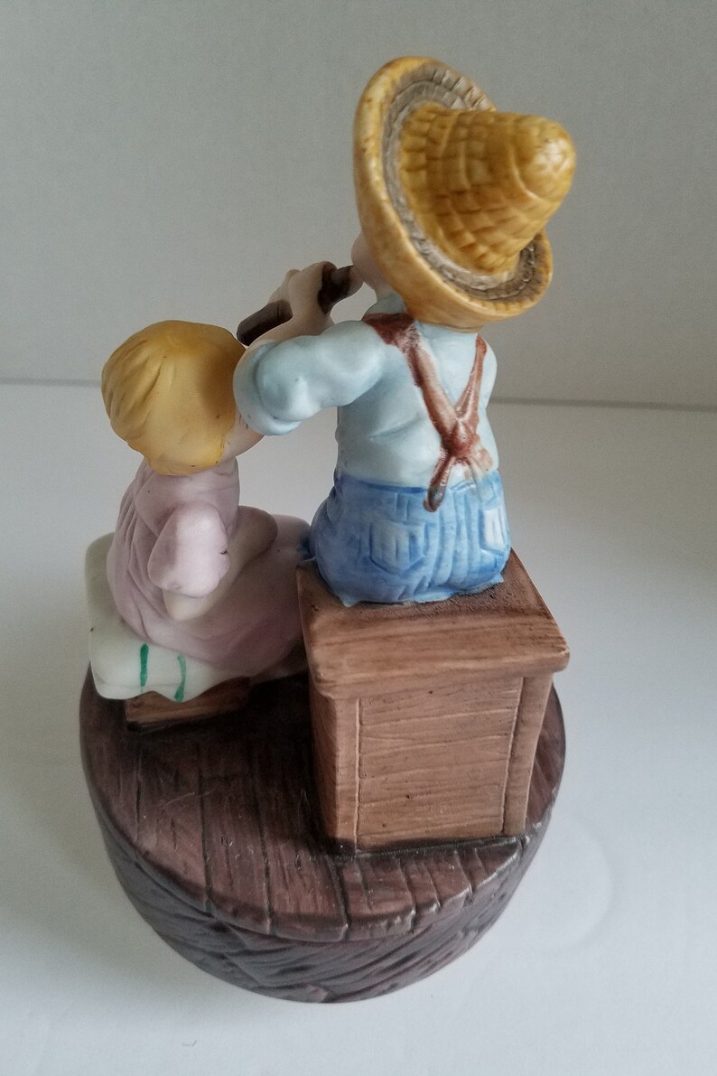 Norman Rockwell Boy and Girl Musical Box Figurine/ Boy Playing the ...