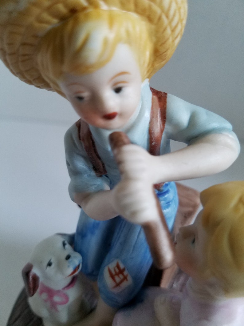 Norman Rockwell Boy and Girl Musical Box Figurine/ Boy Playing the ...